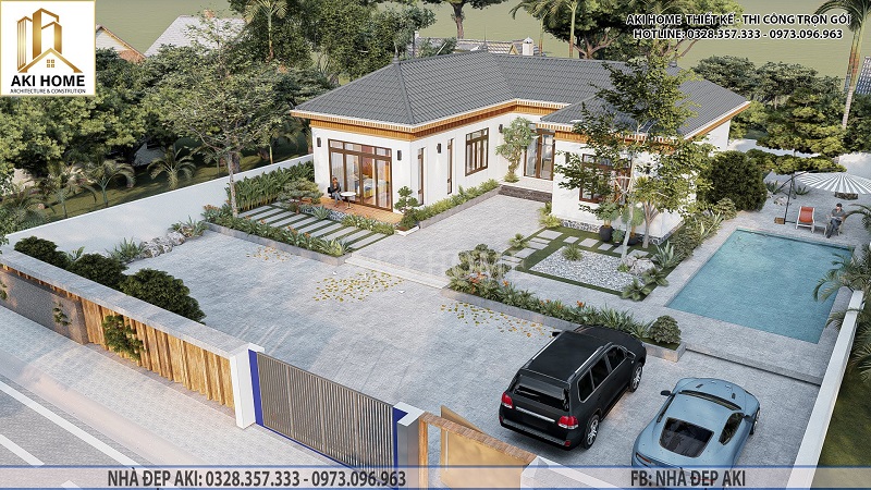 Thiết kế mẫu nhà cấp 4 chữ L - anh Kiên Chí Linh - AKI Home